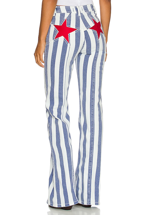 Free People Firecracker Striped Flare Jean In Blue Combo Revolve