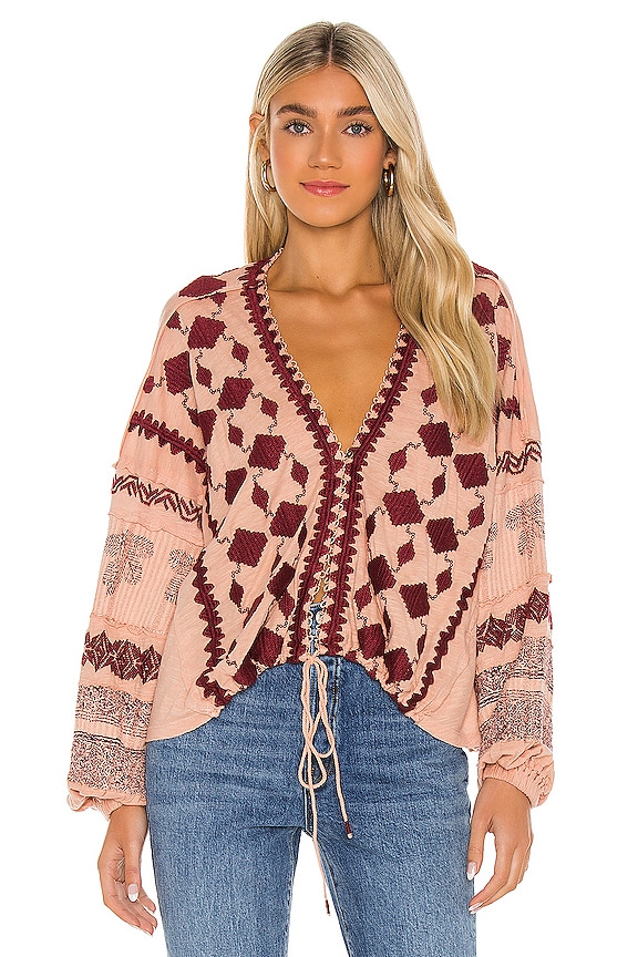 Free People Home Town Top in Dusted Peach Combo | REVOLVE