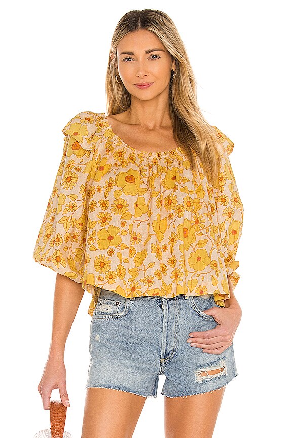 Free People Miss Daisy Printed Top in Ivory Combo | REVOLVE