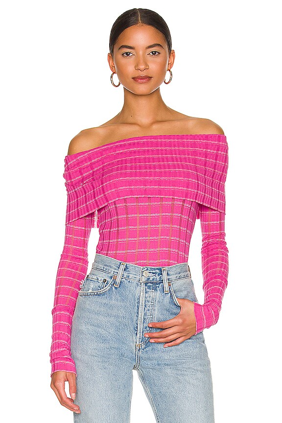 Free People Snowbunny GF Rib Top in Fuchsia Fizz Combo | REVOLVE