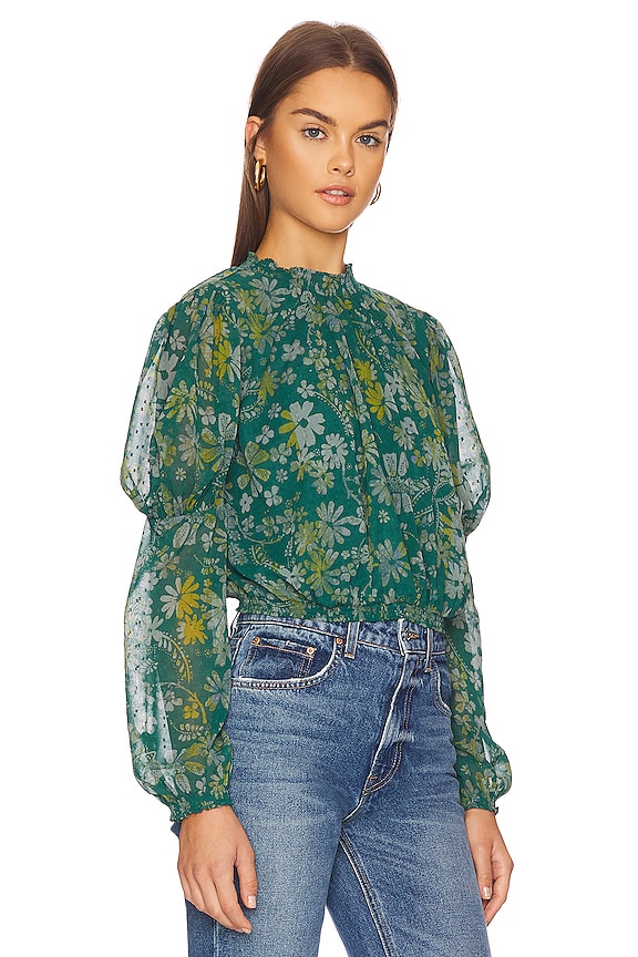 Free People Clarissa Printed Top in Sea Combo | REVOLVE