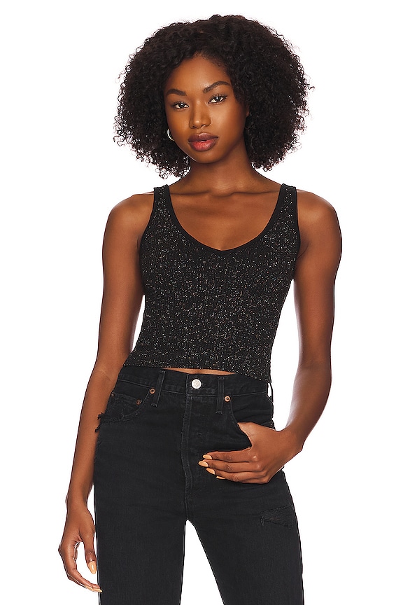 Free People Lurex Solid Rib Brami in Black Combo | REVOLVE