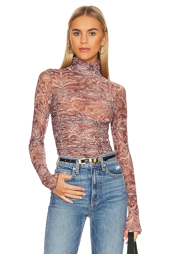 Free People Under It All Printed Bodysuit in Rust Combo | REVOLVE