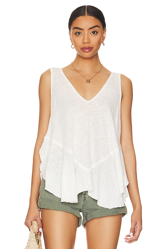 Free People Rosie Drop Waist Tank in Optic White | REVOLVE