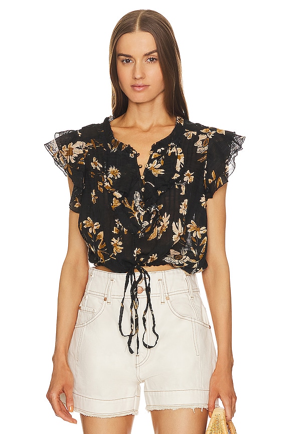 Free People Naya Printed Top in Black Combo | REVOLVE
