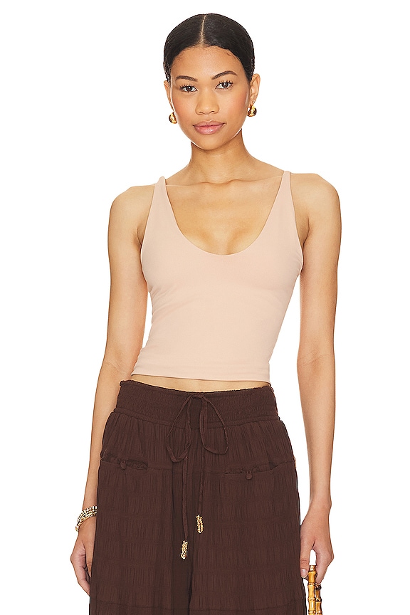 Free People X Intimately Fp Seamless V Neck Cami In Pink Sand Dune