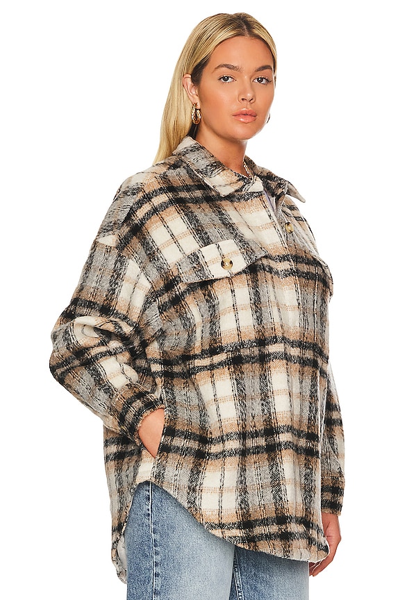 Good American Neutral Plaid Shacket in Neutral Plaid in Neutral ...