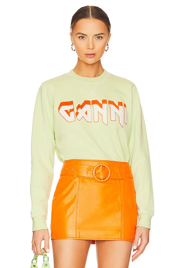 Ganni Isoli Ganni Rock Sweatshirt in Lily Green | REVOLVE