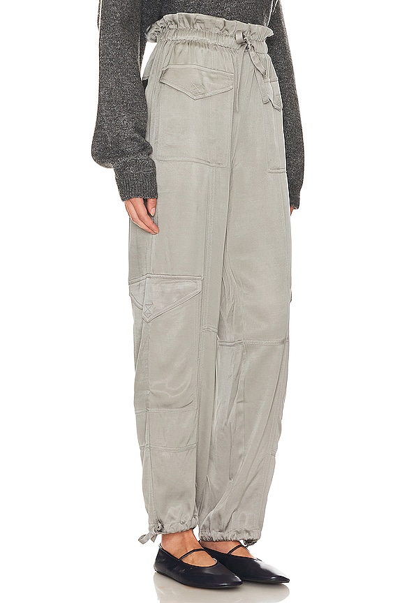 Ganni Washed Satin Pant in Frost Gray | REVOLVE