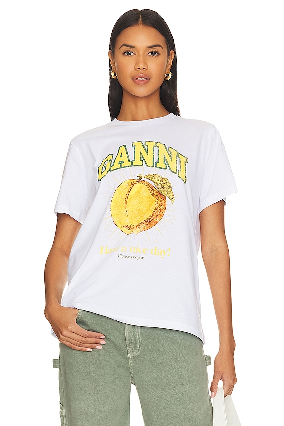 Ganni Basic Relaxed T-Shirt in Bright White | REVOLVE