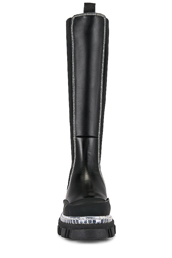 Ganni Cleated High Chelsea Boot in Black | REVOLVE