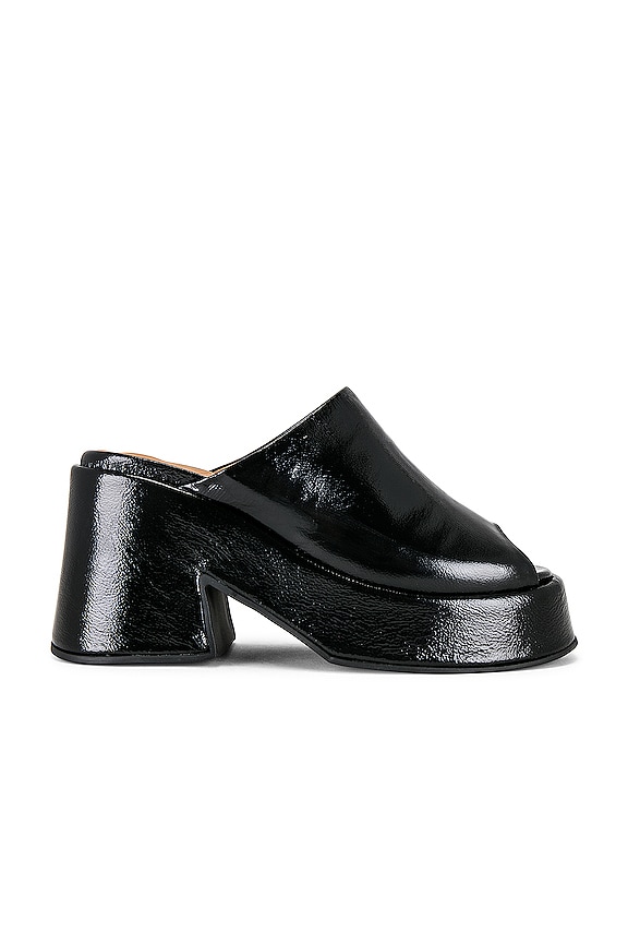 Ganni Retro Platform Wedge Mule Naplack in Black | REVOLVE