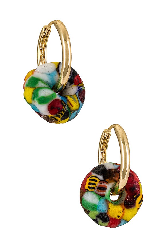 GOLDMINE Recycled African Glass Bead Earrings in Gold | REVOLVE