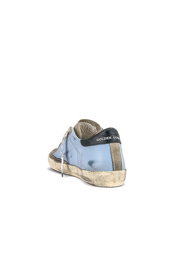 Golden Goose Superstar Sneaker in Pastel Sky, Taupe, & Black | REVOLVE