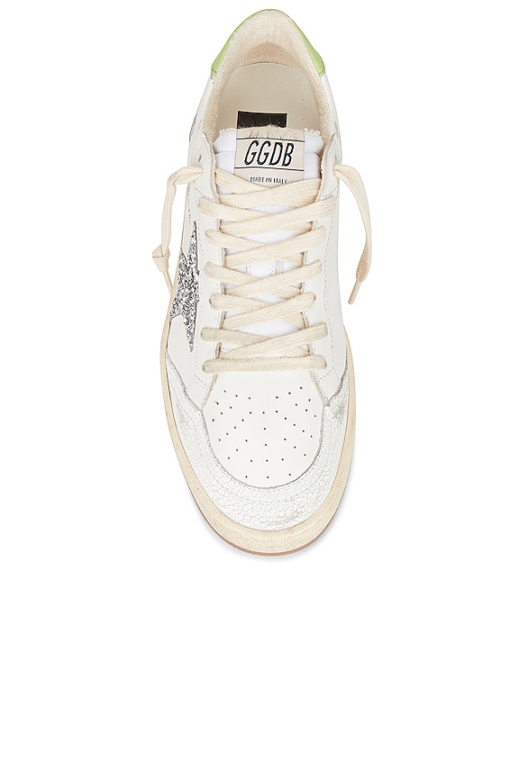 Golden Goose x REVOLVE Ball Star Sneaker in White, Silver, & Green ...