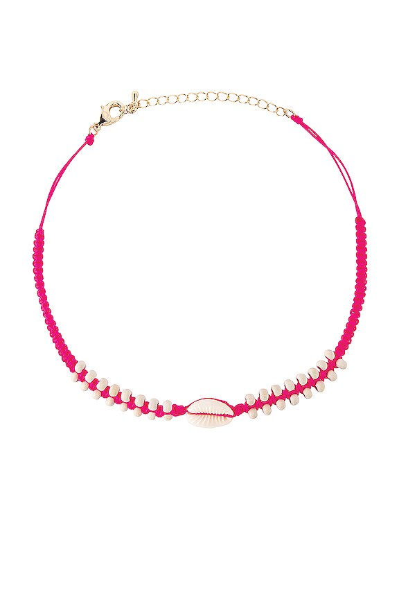 EIGHT by GJENMI JEWELRY Beach Shell Macrame Choker in Highlighter Pink ...