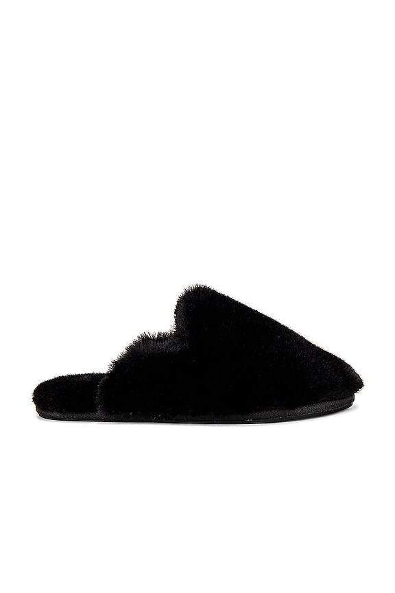 Generation Love Lois Vegan Fur Slippers in Black | REVOLVE