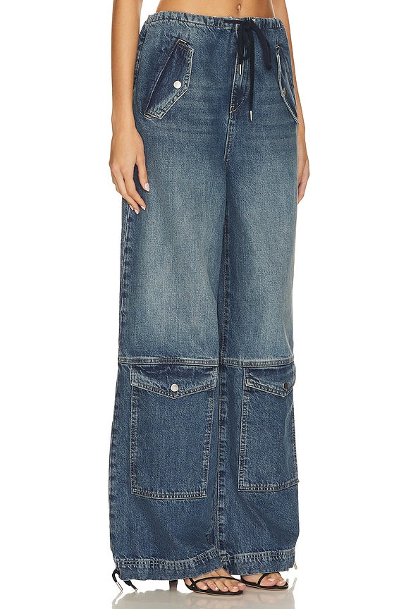 GRLFRND Alix Wide Leg Drawstring Cargo Jeans in San Antonio | REVOLVE