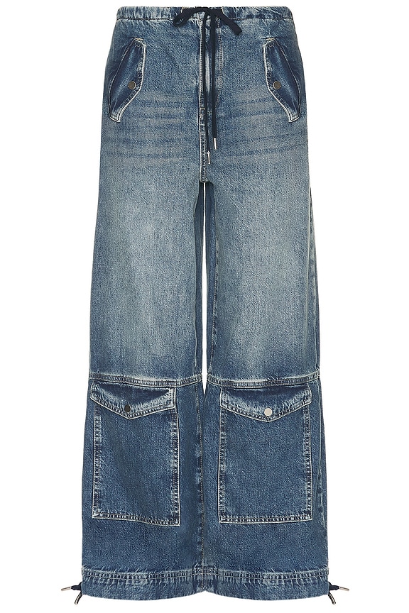 GRLFRND Alix Wide Leg Drawstring Cargo Jeans in San Antonio | REVOLVE