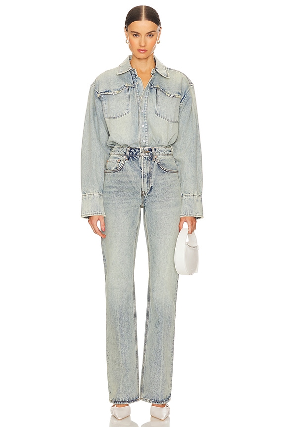 GRLFRND Melanie High Rise Boot Cut Jeans in Tupelo Tint | REVOLVE