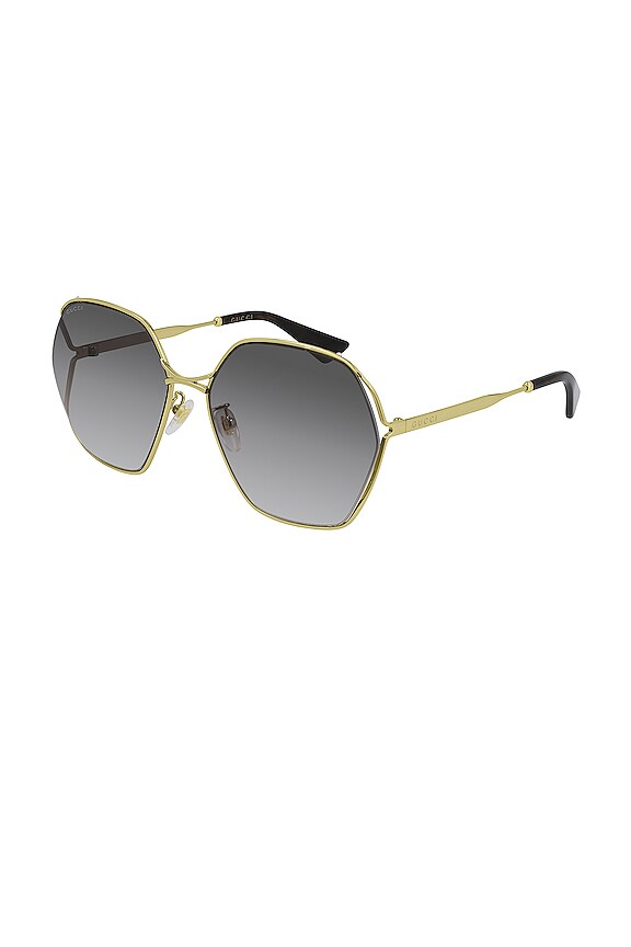 Gucci GAFAS DE SOL OVAL FORK en Shiny Gold & Grey Gradient | REVOLVE