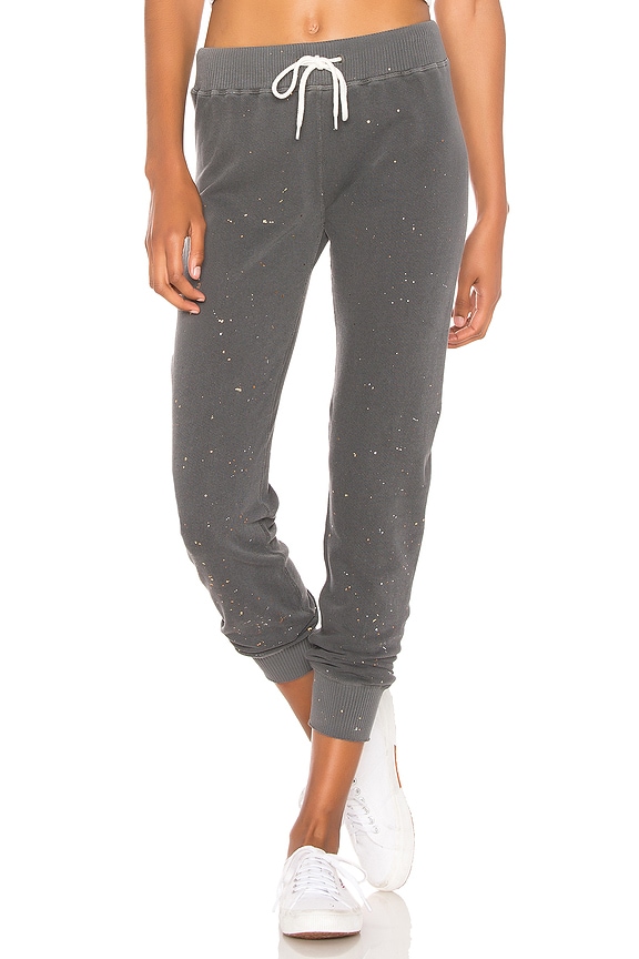 MONROW Splatter Foil Cuff Sweats in Vintage Black | REVOLVE