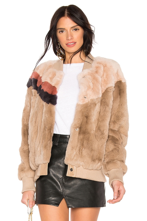 HEARTLOOM Meg Rabbit Fur Jacket in Latte | REVOLVE
