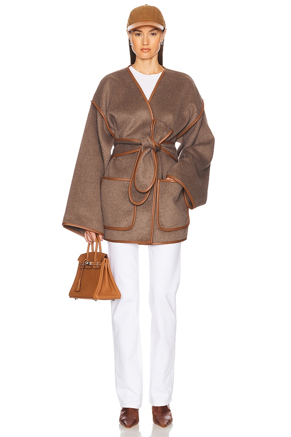Helsa Wool Blend Blanket Coat in Coffee Melange | REVOLVE