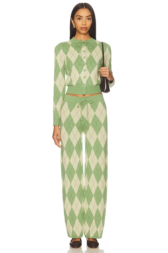 House of Sunny Argyle Lounge Cardigan in Matcha | REVOLVE