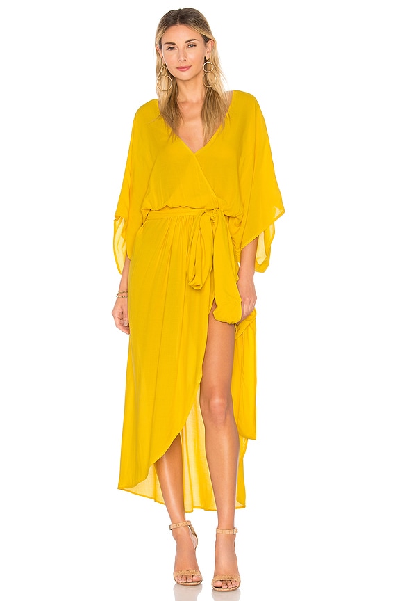 Indah Quill Kimono Maxi Dress in Sun | REVOLVE