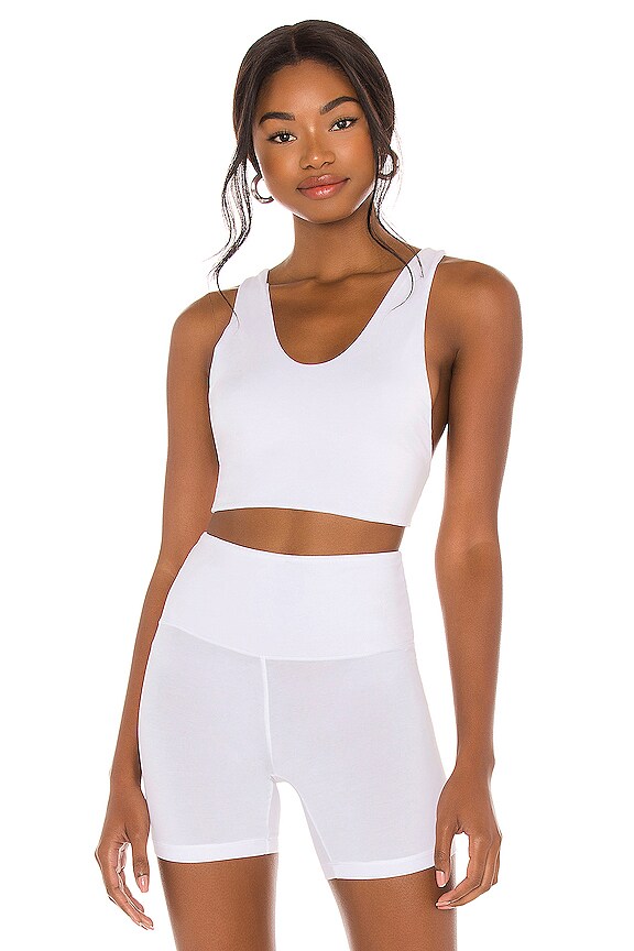 Indah Iggy Seamless Racer Back Bra Top in White | REVOLVE