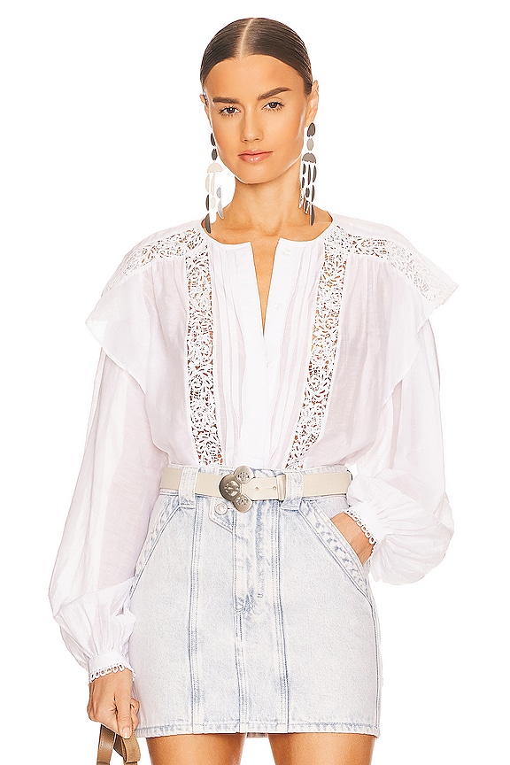 Isabel Marant Etoile Georgina Blouse in WHITE | REVOLVE