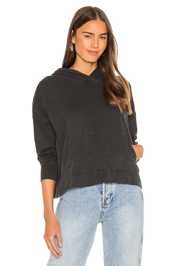 James Perse Relaxed Crop Hoodie in Carbon | REVOLVE