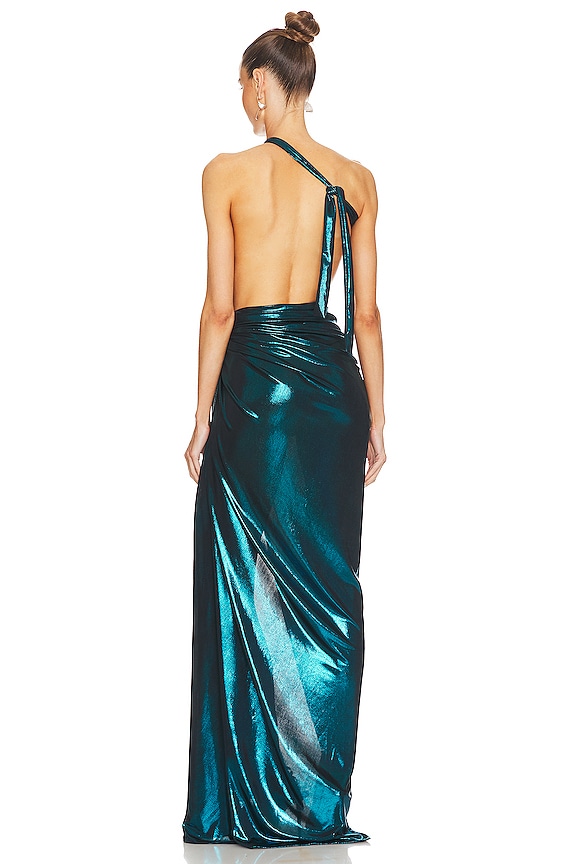 J.Angelique Disa Dress in Teal Metallic Knit | REVOLVE