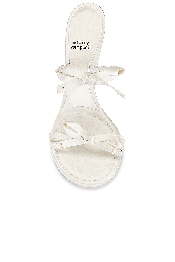 Jeffrey Campbell Bow-Bow Sandal in White Satin Silver | REVOLVE