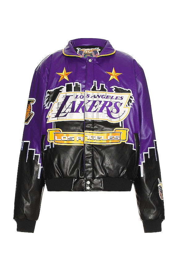Jeff Hamilton Skyline LA Lakers Jacket in Black & Purple | REVOLVE