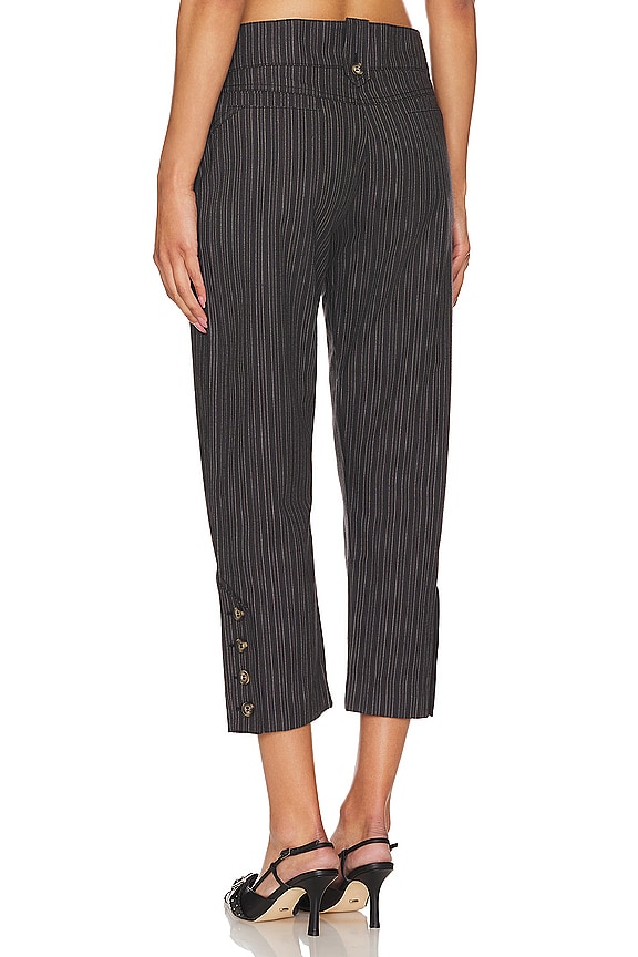 Jaded London Tailored 3/4 Stripe Button Trousers in Black | REVOLVE