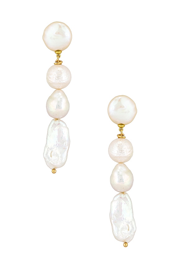 joolz by Martha Calvo Baroque Drop Pearl Earrings in Gold | REVOLVE