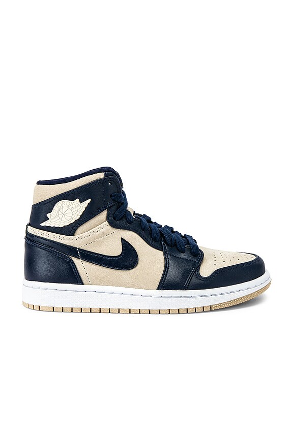 Jordan Air Jordan 1 High Premium Sneaker in Midnight Navy & Light Cream ...