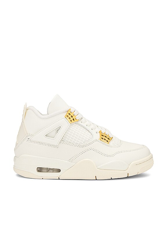 Jordan Air Jordan 4 Retro Sneaker in Sail, Metallic Gold, & Black | REVOLVE