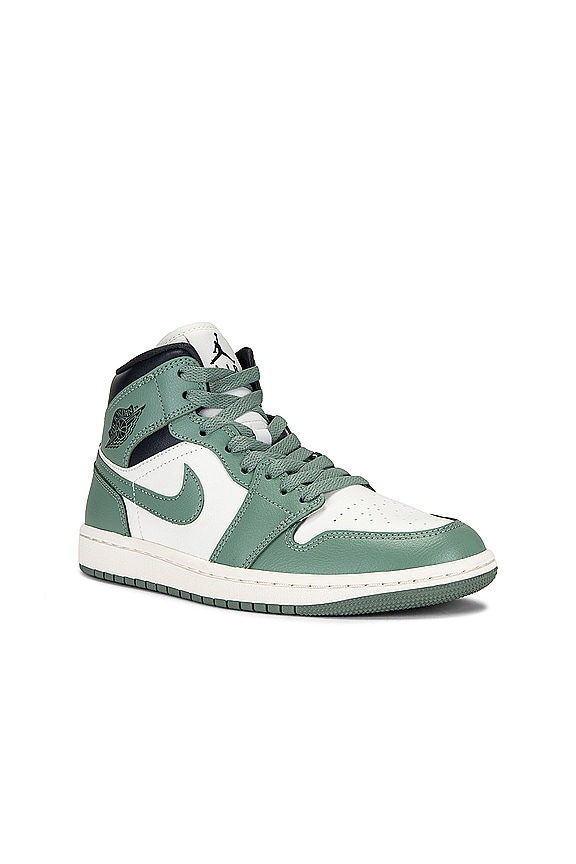 Jordan Air Jordan 1 Mid Sneaker in Sail, Jade Smoke, & Anthracite | REVOLVE