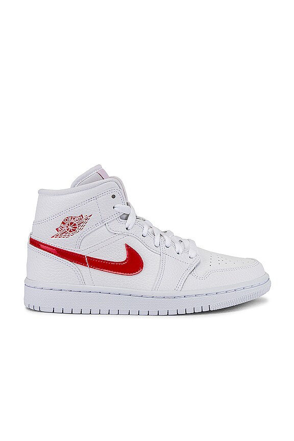 Jordan Air Jordan 1 Mid Sneaker in White & University Red | REVOLVE