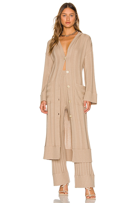 SIMKHAI Alina Knit Cardigan Robe in Otter | REVOLVE