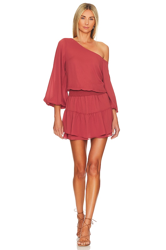krisa One Shoulder Ruffle Skirt Dress in Mojave | REVOLVE