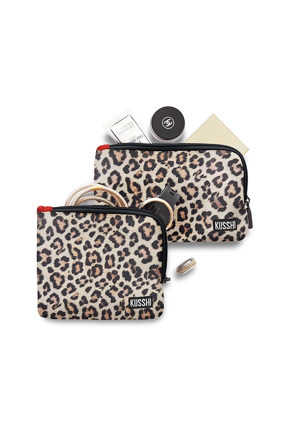 Kusshi On-the-go Pouch Set in Leopard Neoprene | REVOLVE