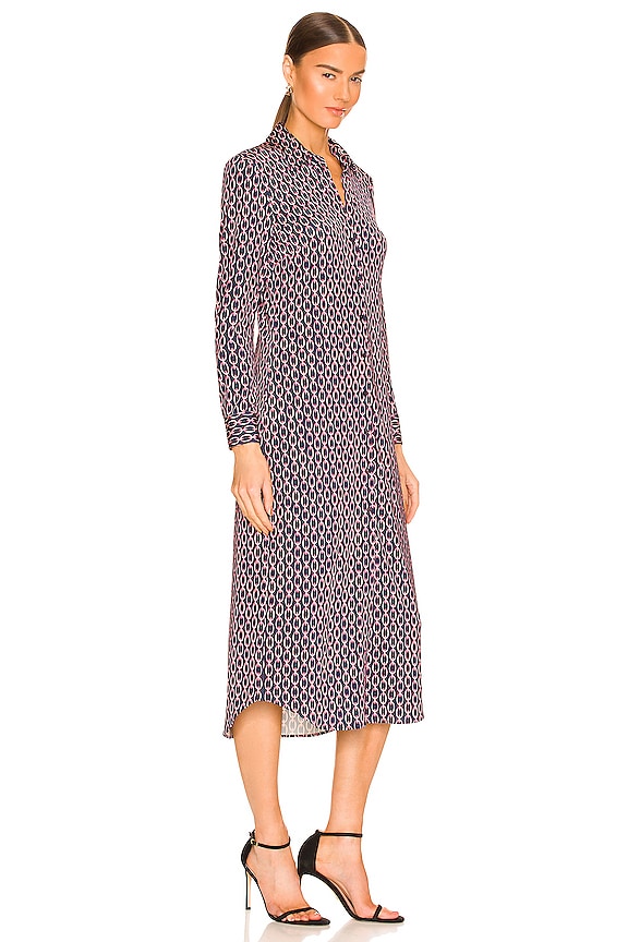 L'AGENCE Raelynn Shirt Dress in Dark Dusty Pink & Midnight Tone Chain ...