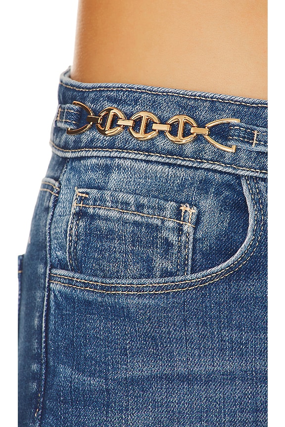 L'AGENCE Ruth High Rise Straight Gold Chain Jeans in Century | REVOLVE