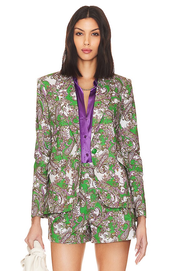 L'AGENCE Chamberlain Blazer in Green Multi Small Paisley | REVOLVE