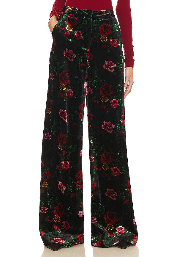 L'AGENCE Pilar Wide Leg Pant in Black Vintage Rose | REVOLVE