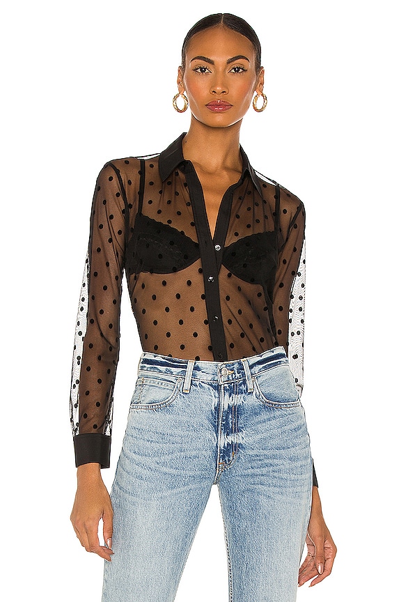 L'AGENCE Hailie Long Sleeve Blouse in Black | REVOLVE